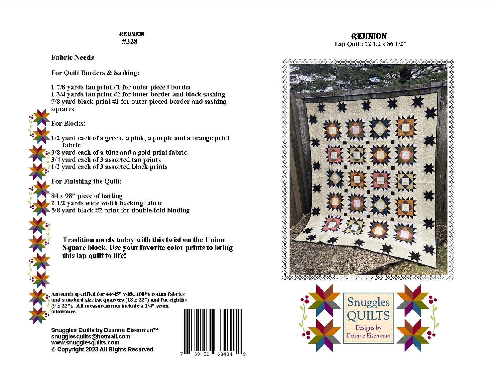 Reunion Lap Quilt Pattern – Snuggles Quilts