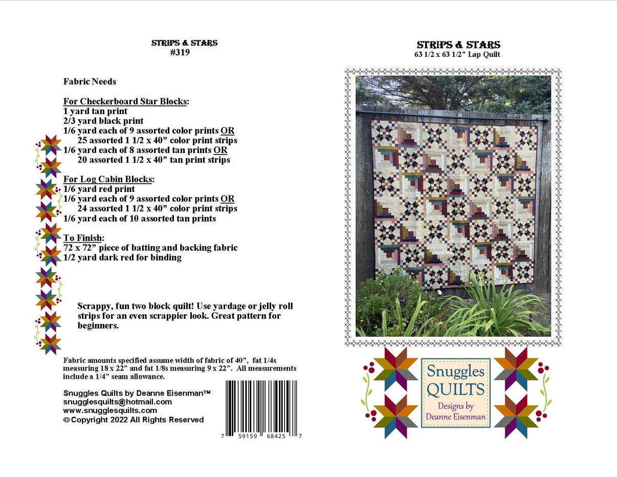 Strips & Stars Quilt Pattern - PDF – Snuggles Quilts
